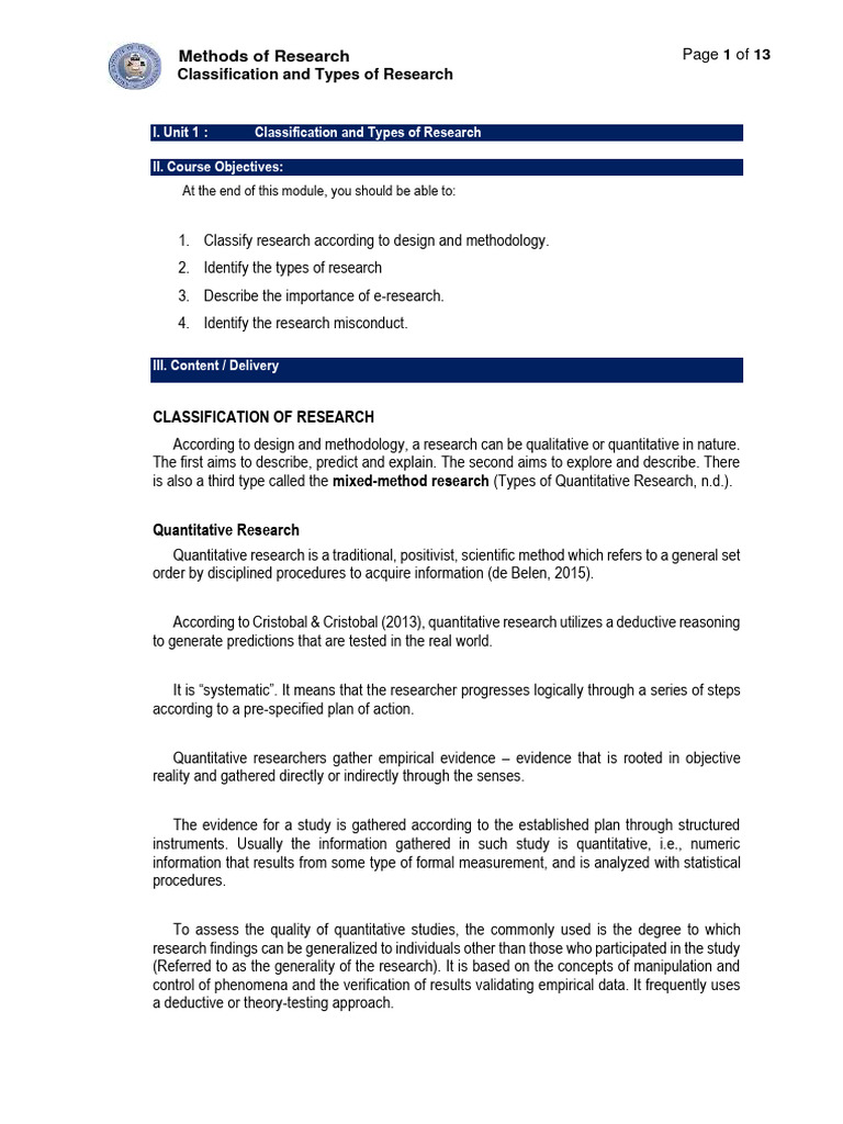 Unit 2 Types of Research | PDF Unit 2 Types of Research | PDF