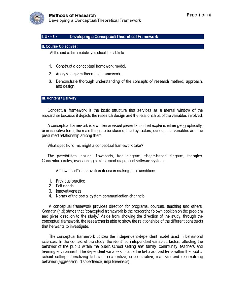 Unit-5-Developing-a-ConceptualTheoretical-Framework | PDF | Methodology ...