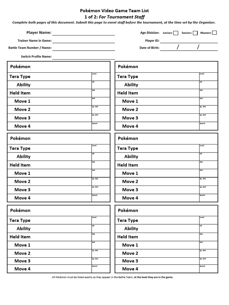 Play Pokemon VG Team List 2023 | PDF | Pokémon | Nintendo