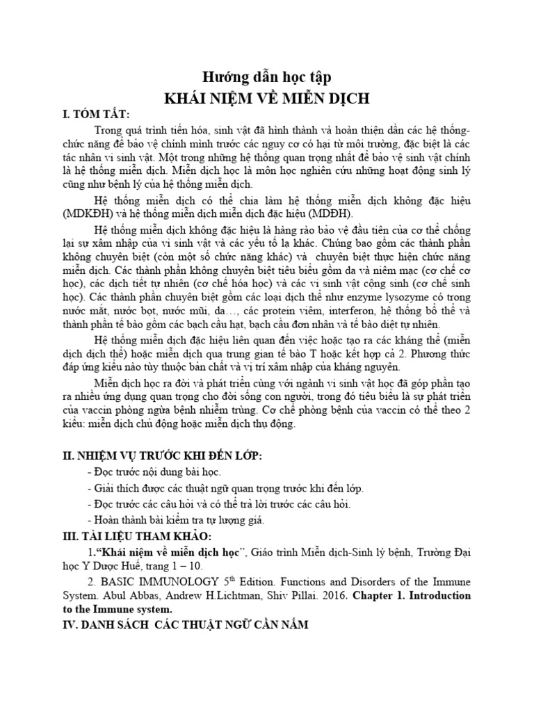 HDHT BÀI 1 KHÁI NIỆM VỀ MIỄN DỊCH | PDF