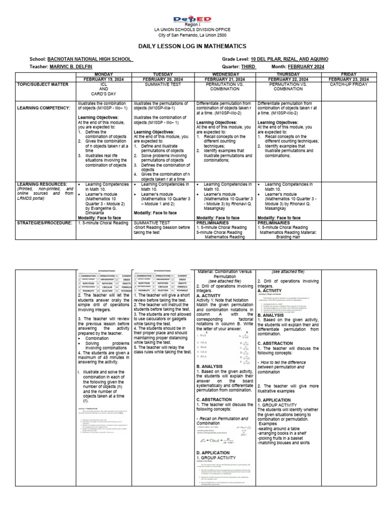 DLL G10 Quarter 3 Week 3 M. Delfin | PDF