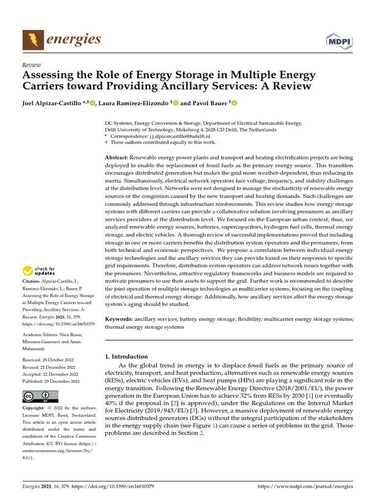 Assessing The Role of Energy Storage in Multiple Energy | PDF