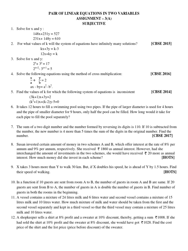 ch-3 Maths | PDF | Equations | Numbers