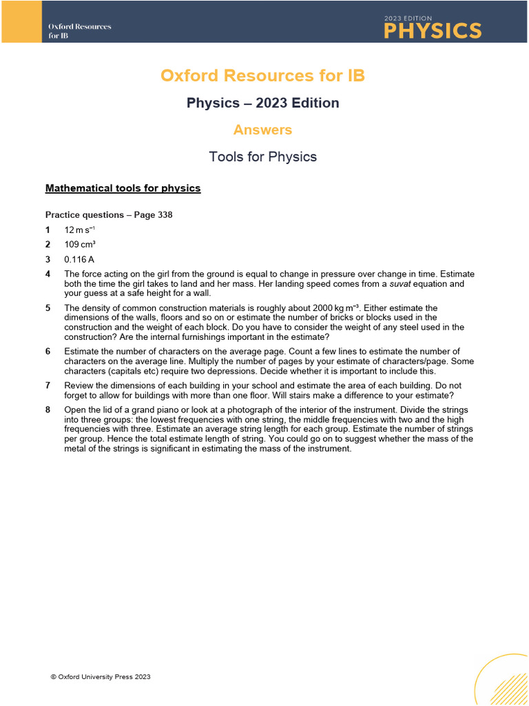 IB Physics Answers Tools | Download Free PDF | Physics | Metrology