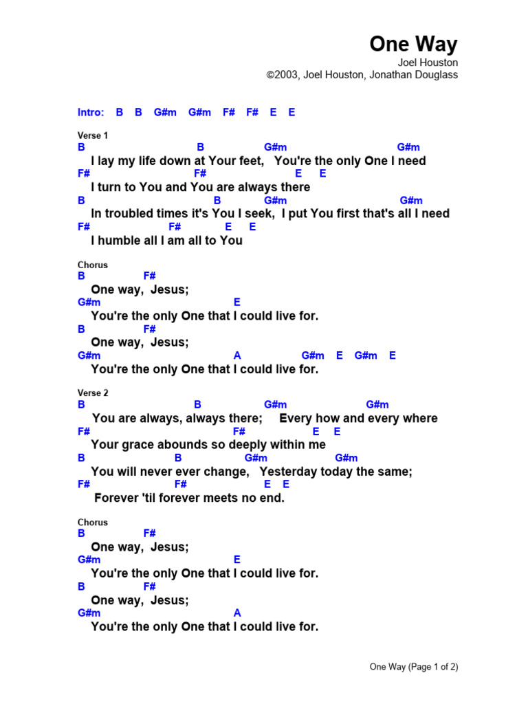 One Way Chord B | PDF | Song Structure | Songs