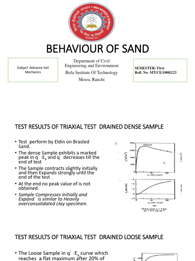behavior of sand | PDF | Strength Of Materials | Applied And ...