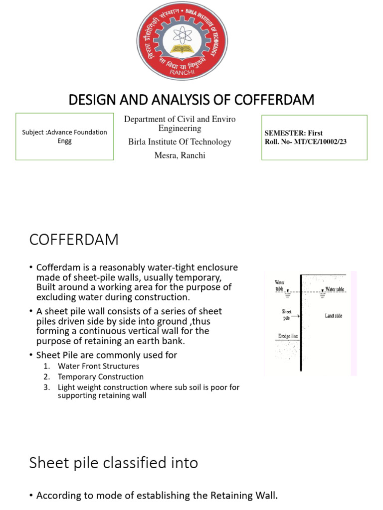 Design and Analysis of Cofferdam | PDF | Deep Foundation | Applied And Interdisciplinary Physics