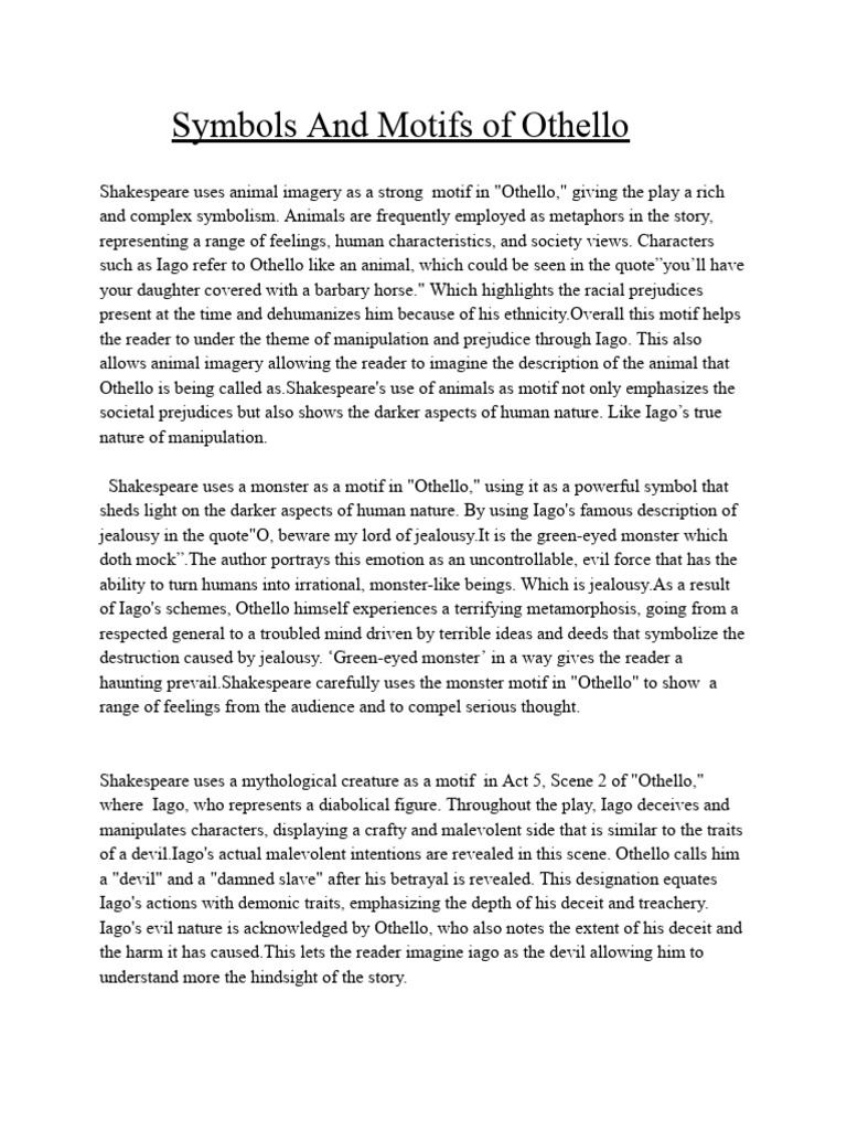 Symbols and Motifs of Othello | PDF
