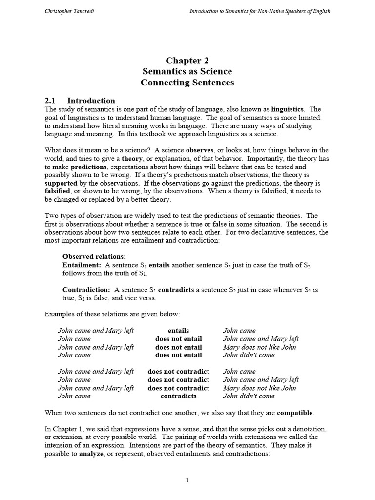 Introduction to Semantics for Non-native Speakers of English, Chapter 2 | PDF | Interpretation ...