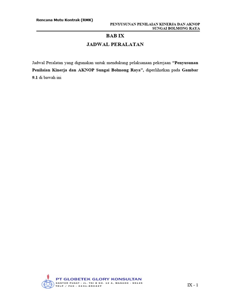 Bab Ix Jadwal Peralatan | PDF