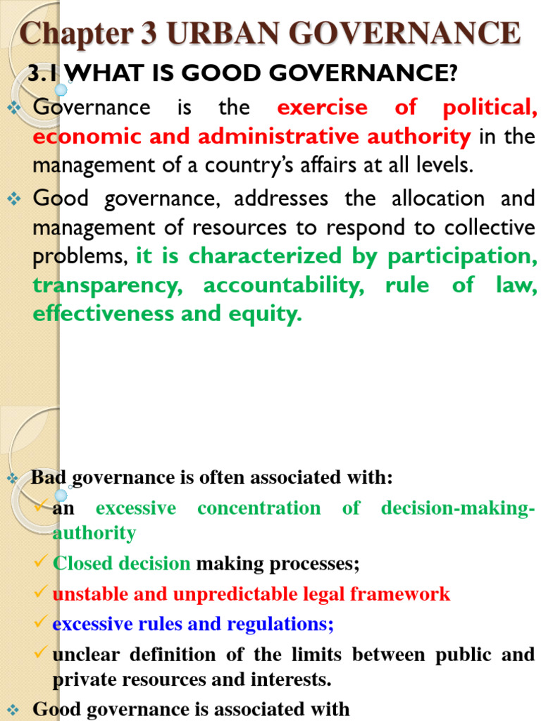 Chapter 3 URBAN GOVERNANCE | PDF | Governance | Good Governance