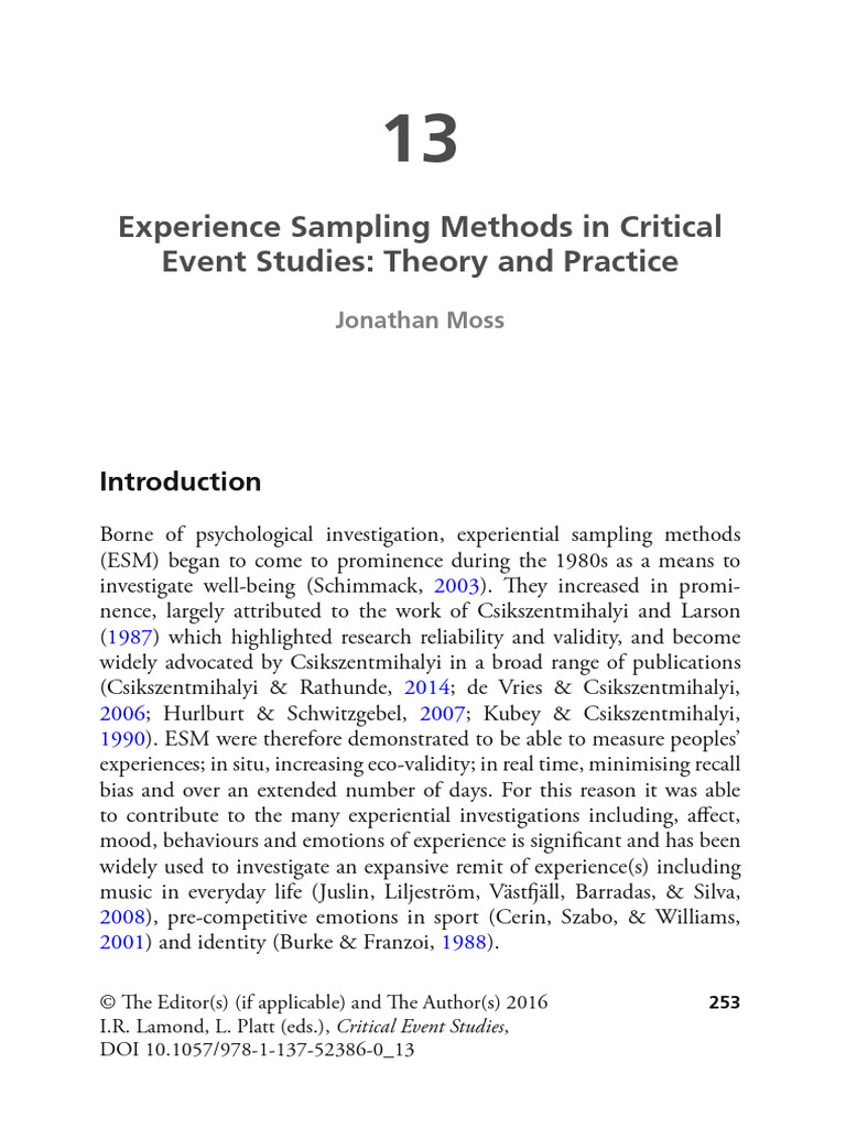 ESM in Critical Event Studies | Download Free PDF | Phenomenology (Philosophy) | Edmund Husserl