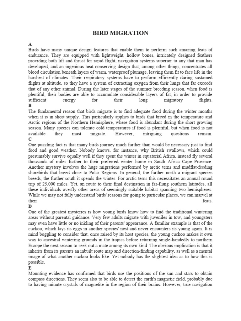 Bird Migration Pdf Bird Migration Birds