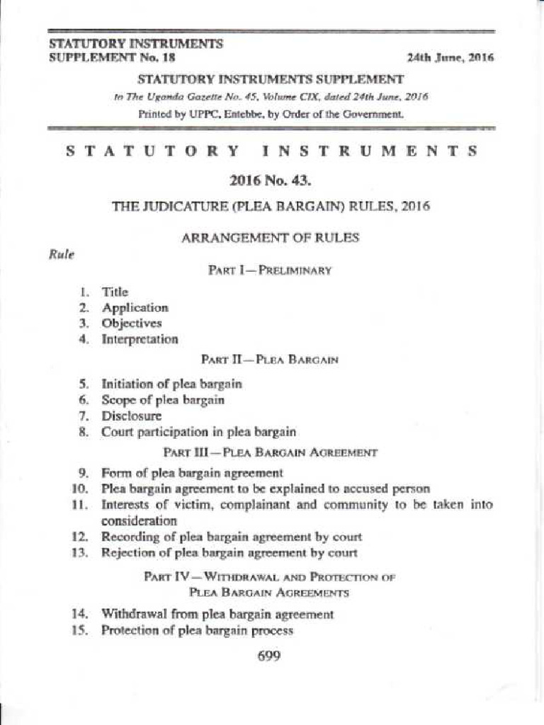 The Judicature Plea Bargain Rules 2016 | PDF