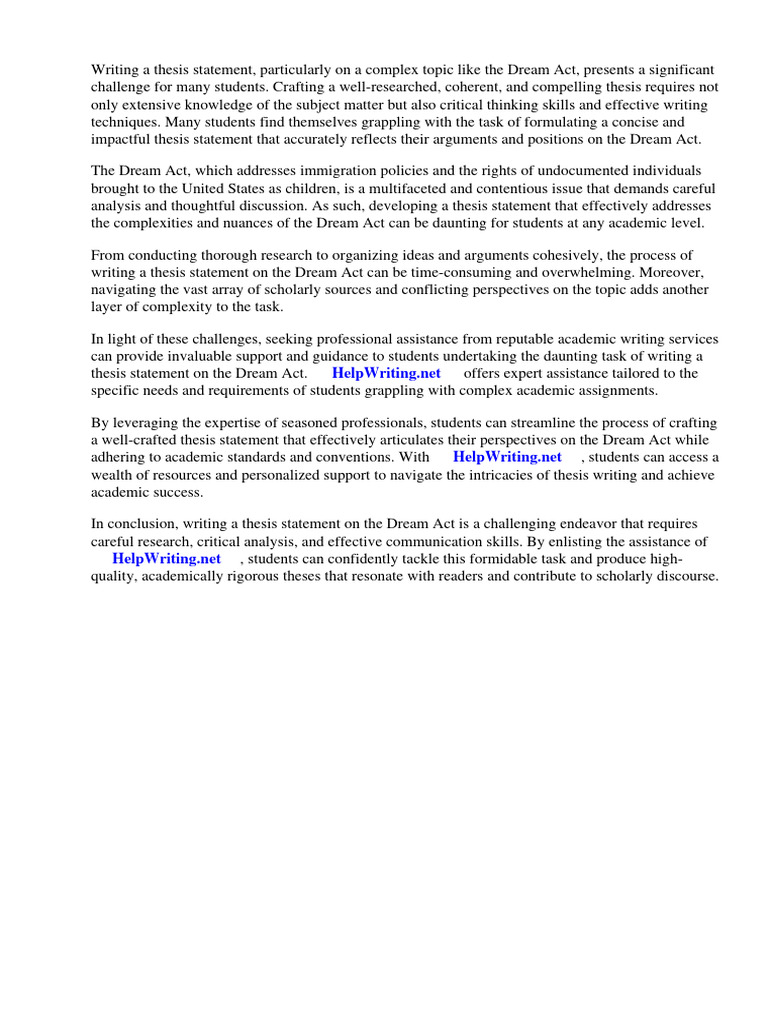 Thesis Statement Dream Act | PDF | Social Science