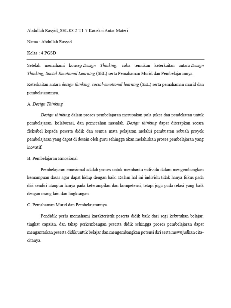 Abdullah Rasyid - SEL.08.2-T1-7 Koneksi Antar Materi - Design Thinking ...