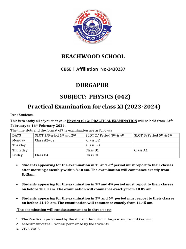 Xi - Physics (042) Practical Final Exam 2023-2024-1 | PDF | Career & Growth | Technology ...