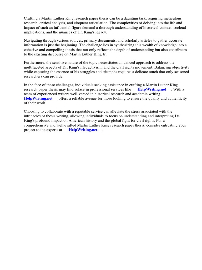 Martin Luther King Research Paper Thesis | PDF