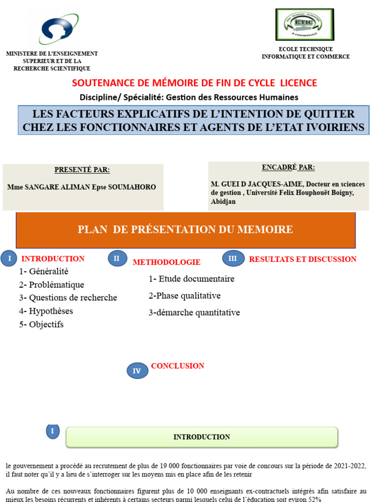 PRESENTATION Mme SOUMAHORO SOUTENANCE 2023 ETIC | PDF