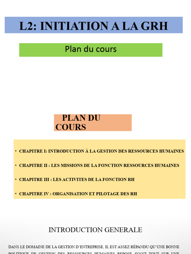 Initiation Au Management de La GRH | PDF | Gestion des ressources humaines | Recrutement