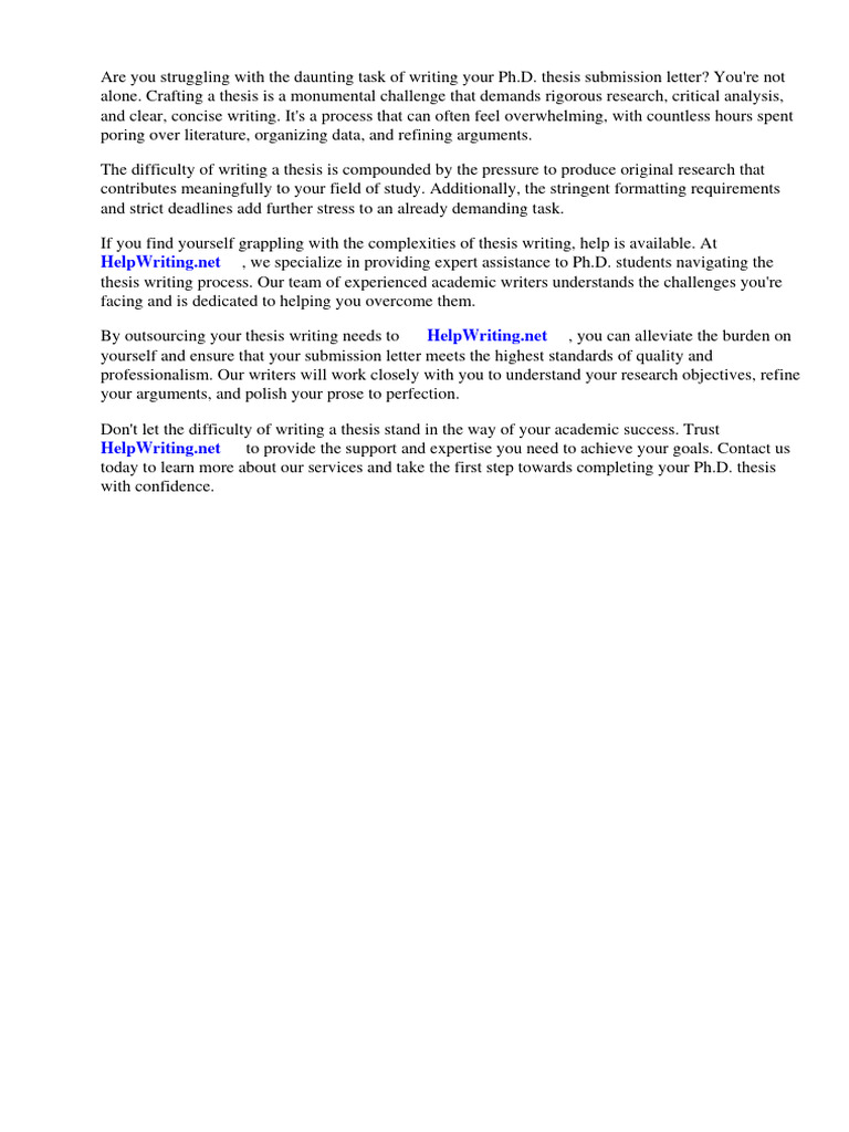 PHD Thesis Submission Letter | PDF | Thesis | Doctor Of Philosophy