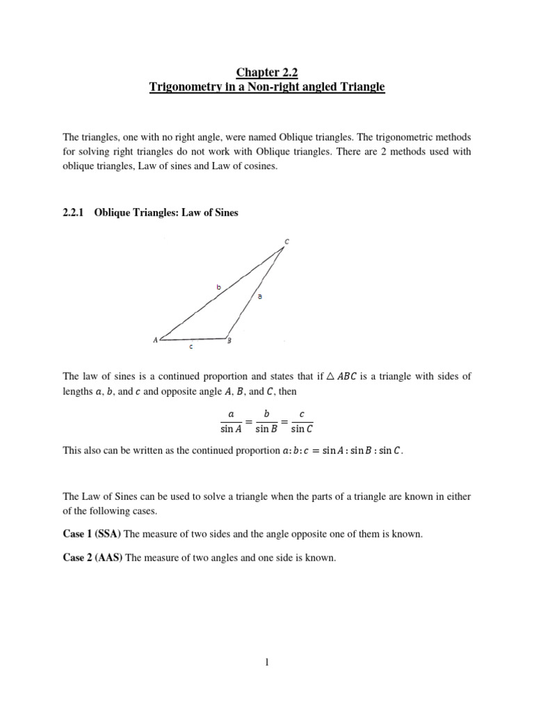 CHAPTER 2.2, Trigonometry in Non-Right Angled Triangle | PDF
