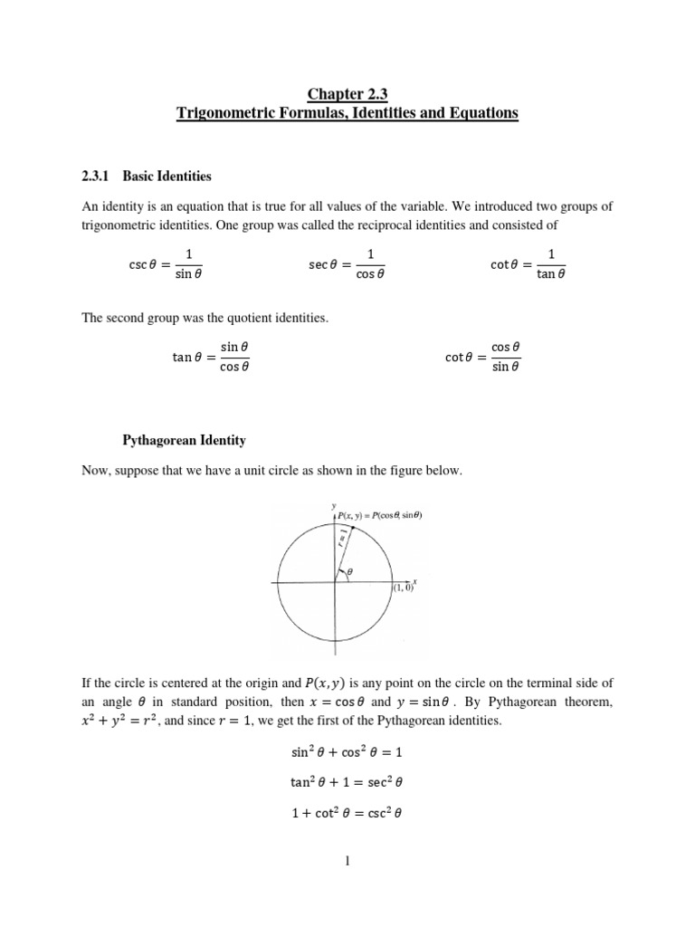 Trigonometric Identities and Equations | PDF | Teaching Methods & Materials | Science & Mathematics