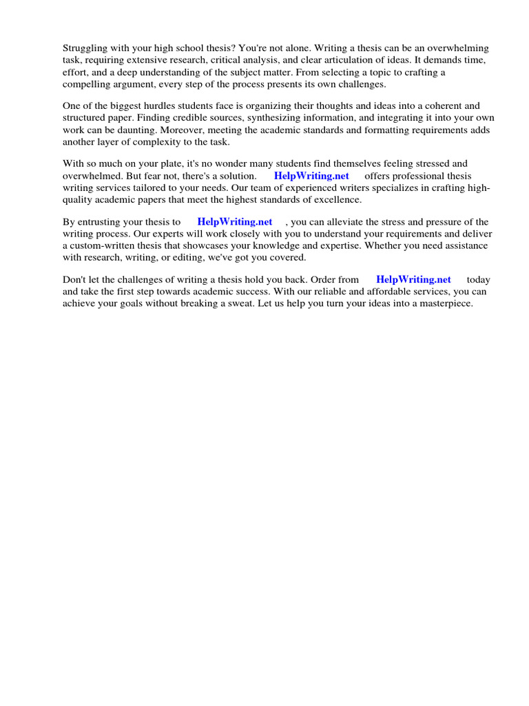Thesis High School Example | PDF | Essays | Thesis