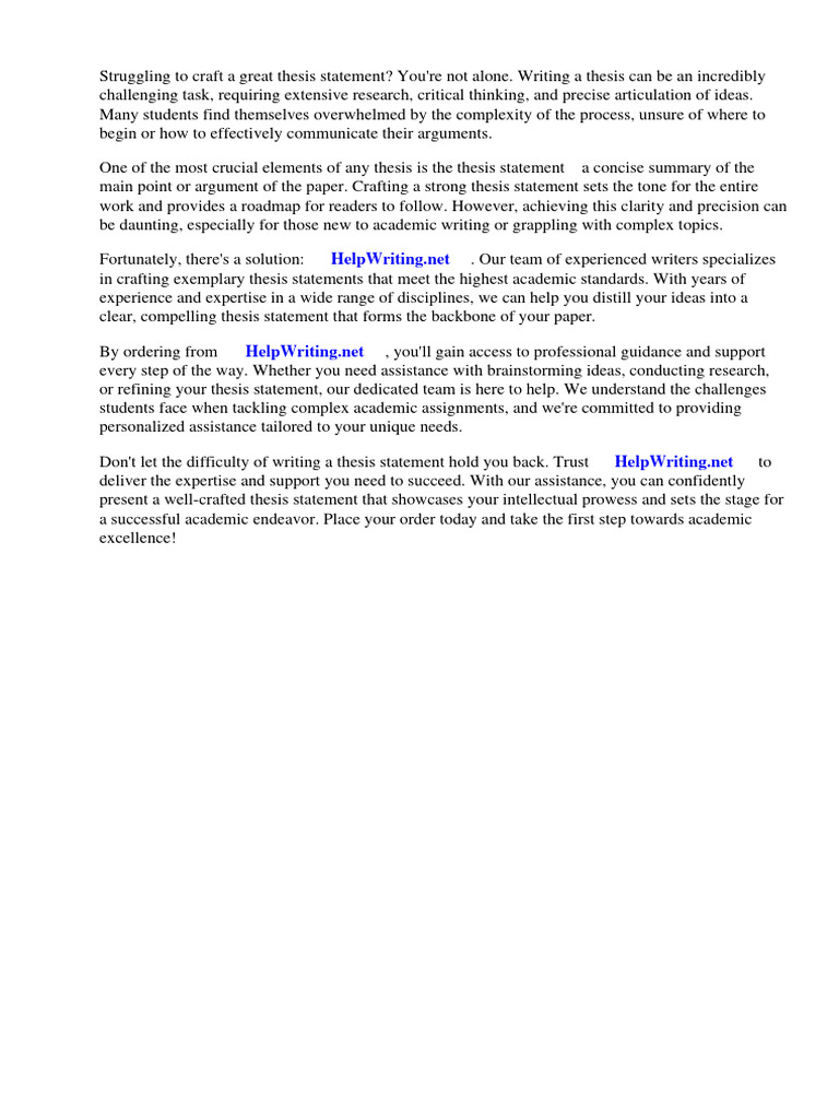 Example of a Great Thesis Statement | PDF | Essays | Thesis