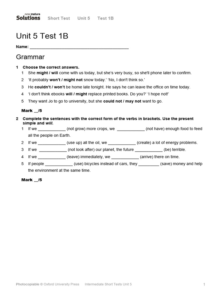 NMS Int Short Test 5B | PDF | Language Arts & Discipline | Computers