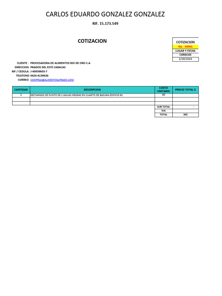Modelo de Cotizaciones 2024 1 | PDF