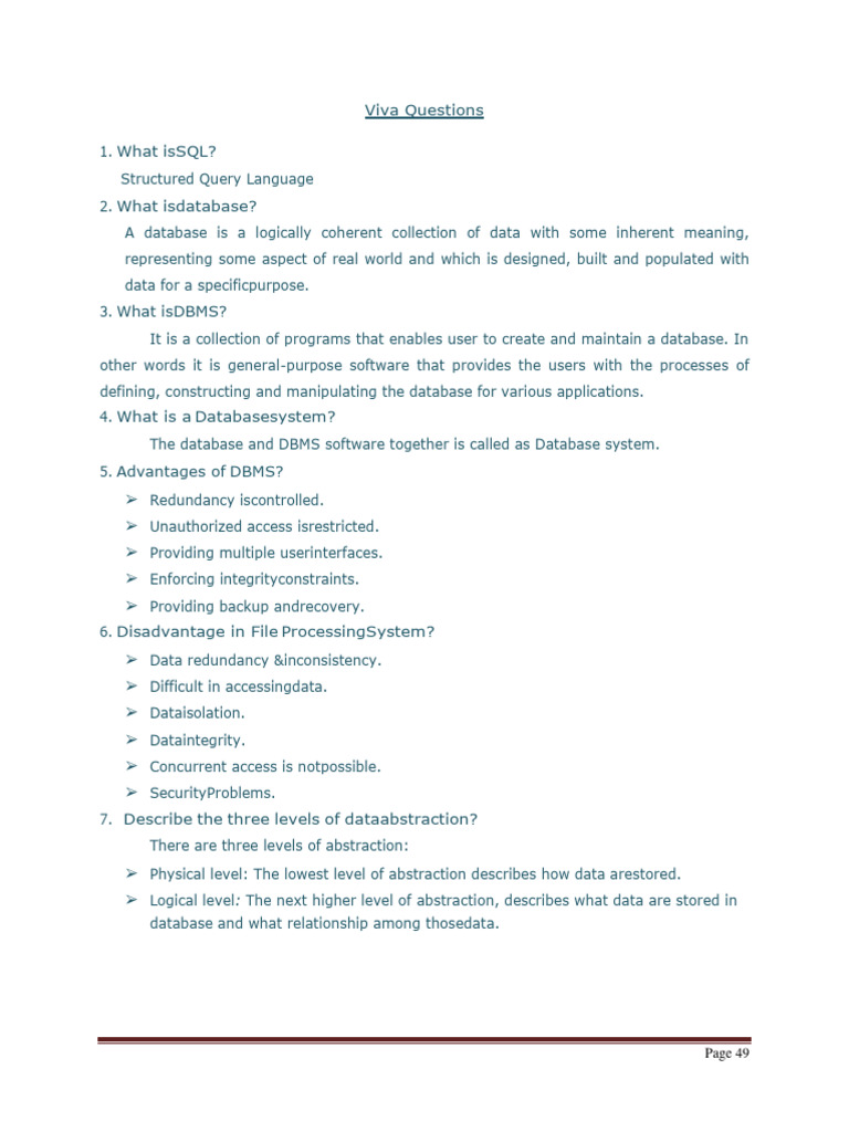 Lab Viva DB Questions | PDF | Relational Database | Databases