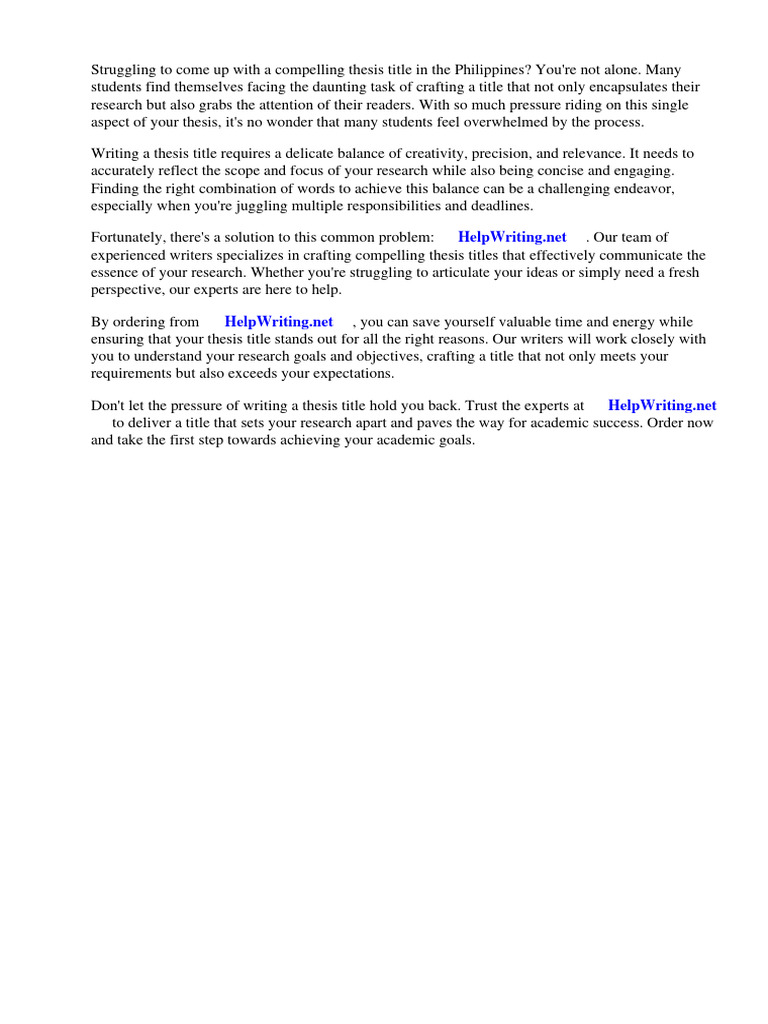 Thesis Titles in The Philippines | PDF | Career & Growth