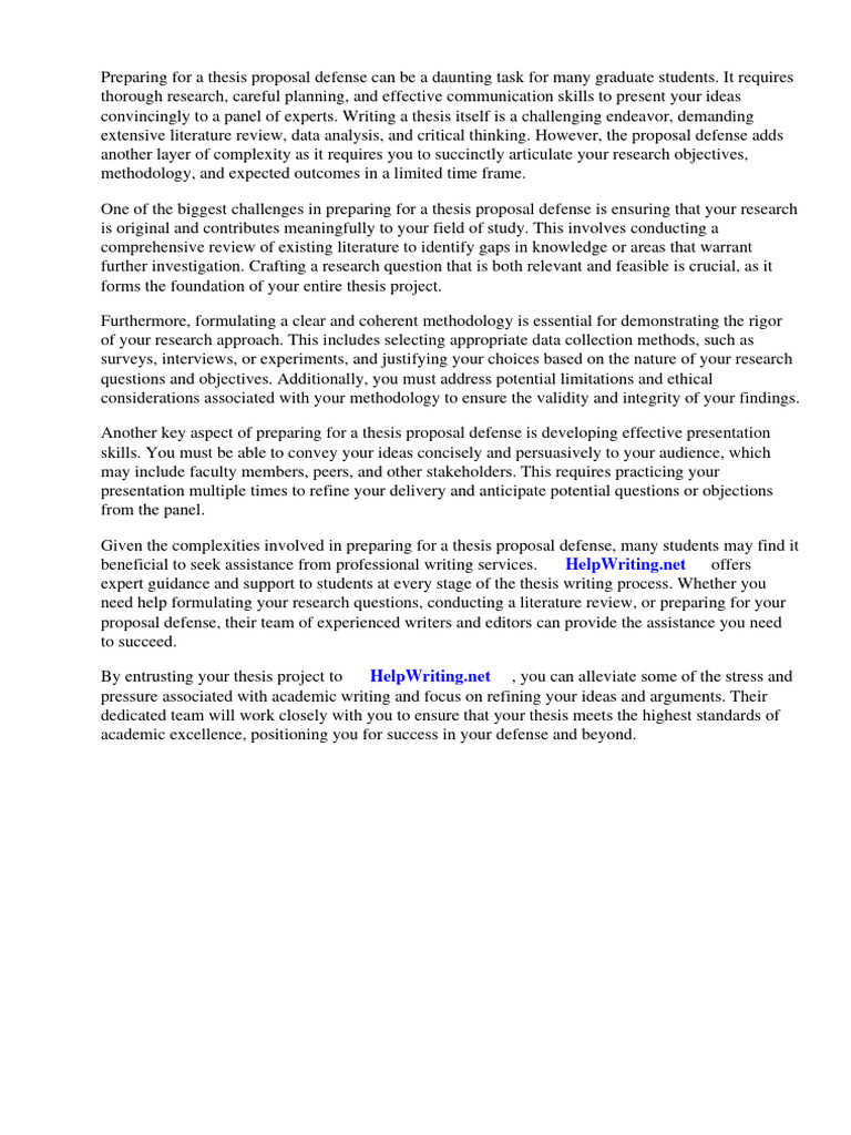 How to Prepare for Thesis Proposal Defense | PDF | Thesis | Methodology