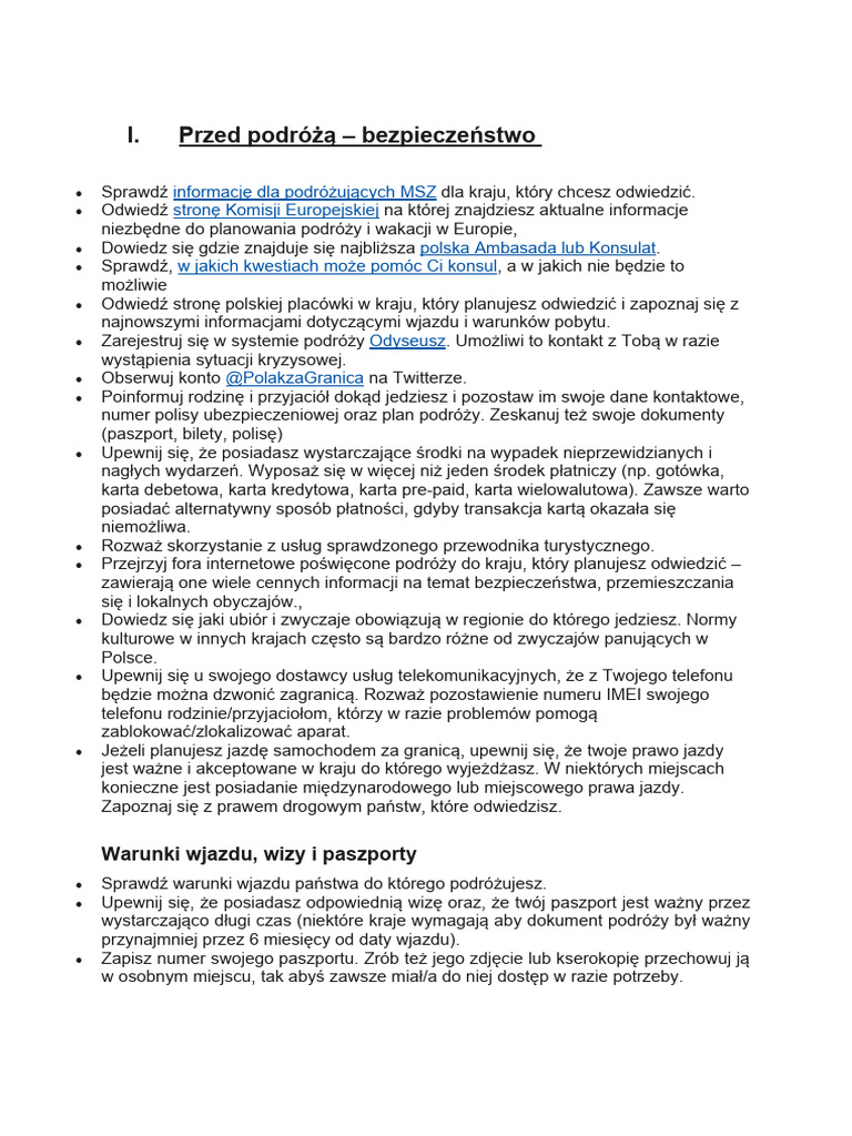 Przygotowanie Do Podrozy I Zakres Dzialania Konsula 1 | PDF