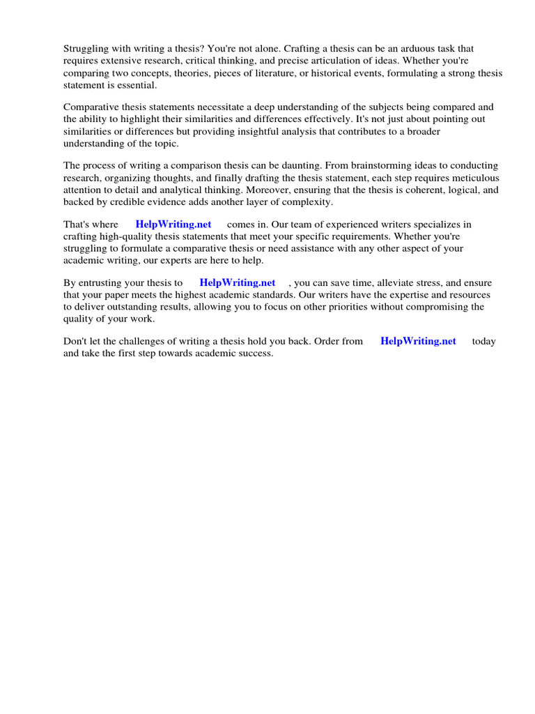 Crafting Comparative Thesis Statements | PDF | Essays | Thesis
