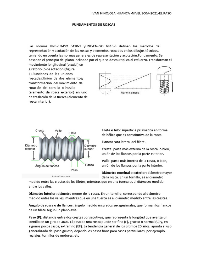 Fundamentos de Roscas | PDF