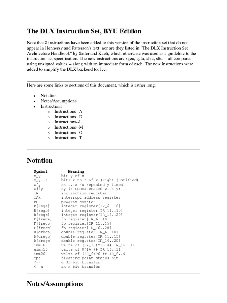 The DLX Instruction Set | PDF | Integer (Computer Science) | 64 Bit Computing