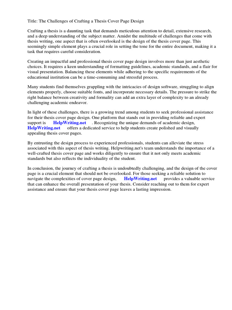 Thesis Cover Page Design | Download Free PDF | Thesis