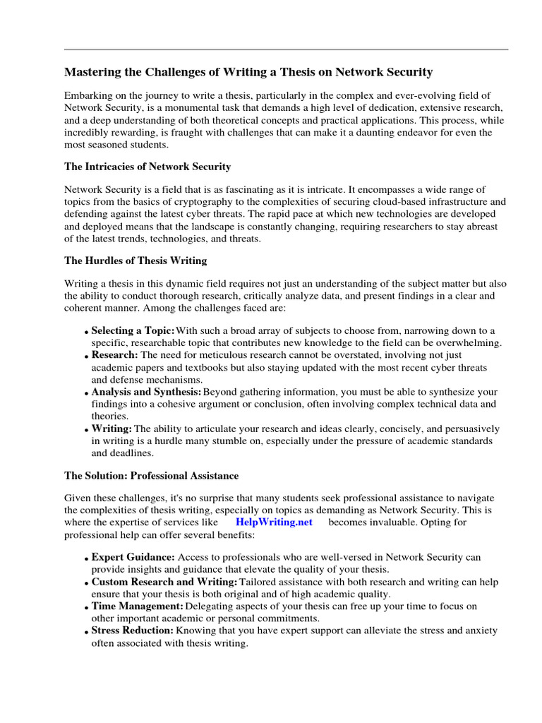 Writing a Thesis on Network Security | PDF | Computers