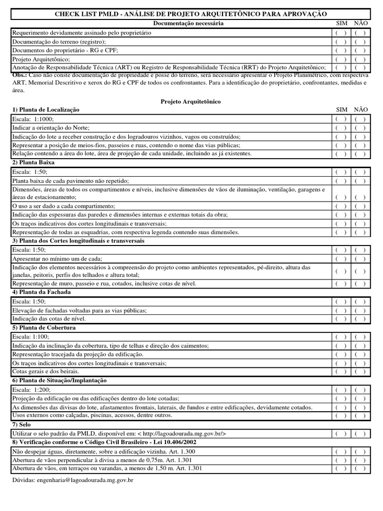Check List Aprova Ao de Projetos PMLD | PDF