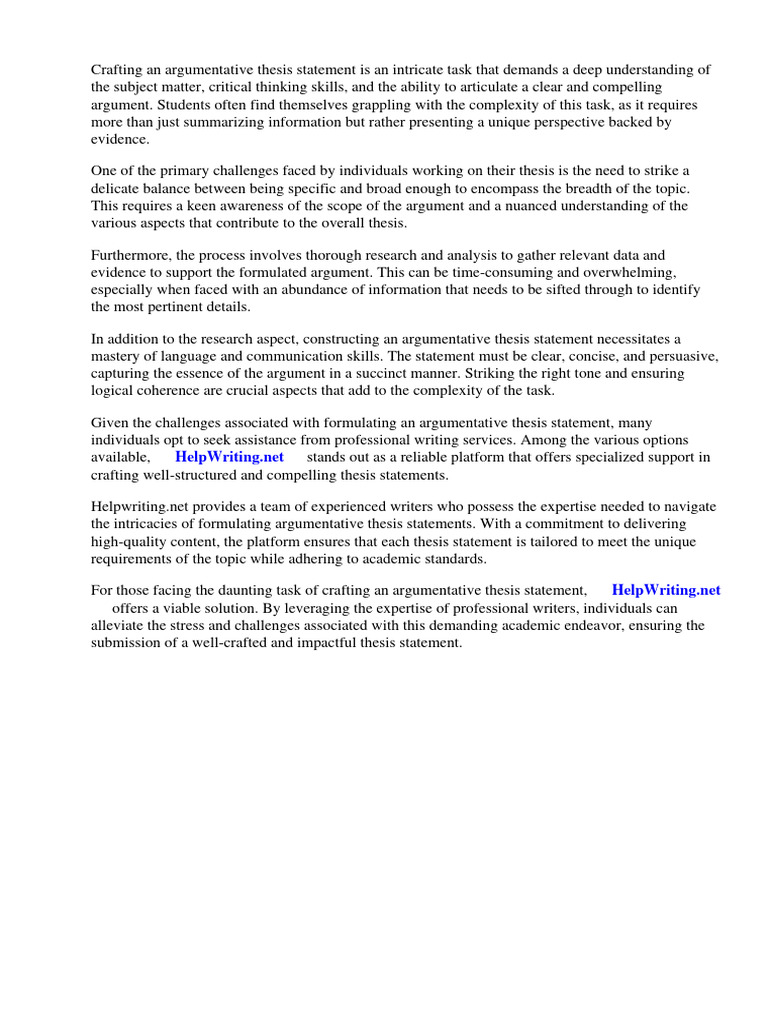 Formulating An Argumentative Thesis Statement | PDF | Career & Growth ...