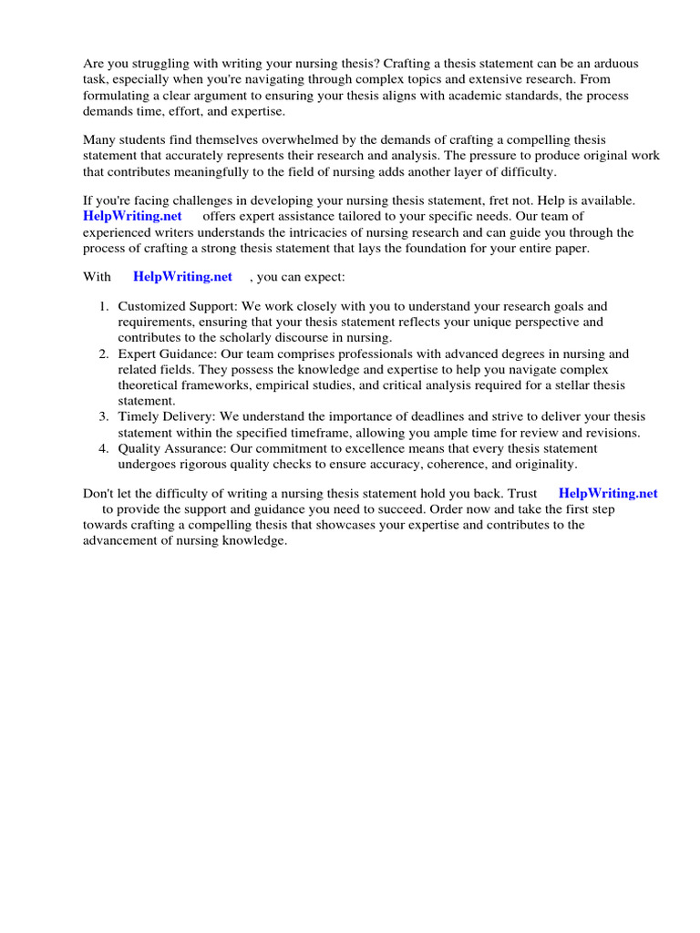 Nursing Thesis Statement Examples | PDF