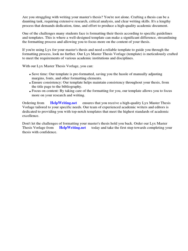 Lyx Master Thesis Vorlage | PDF