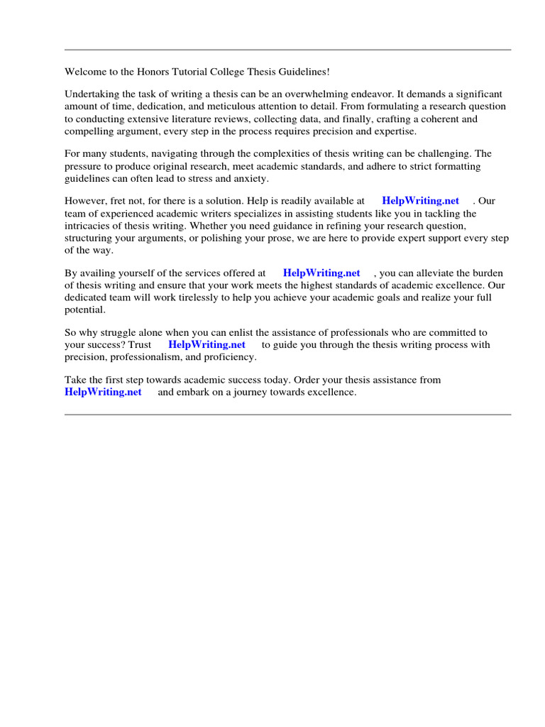 Honors Tutorial College Thesis Guidelines | PDF | Thesis | Blog
