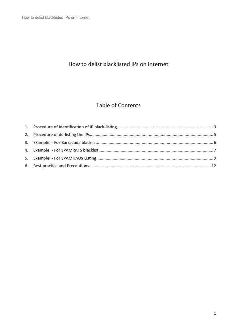 Delisting Blacklisted IPs Guide | PDF | Ip Address | Internet Architecture