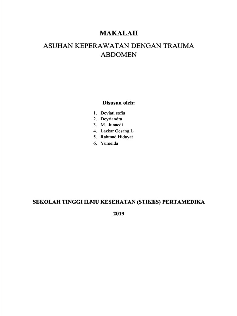 PDF Askep Trauma Abdomen - Compress | PDF