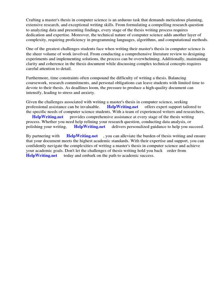 Writing Master Thesis Computer Science | PDF