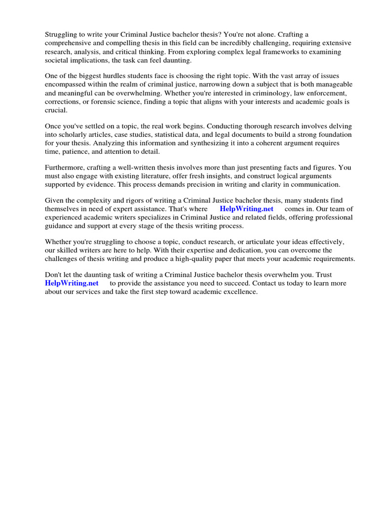 Criminal Justice Thesis Writing Help | PDF | Criminal Justice | Crime & Violence