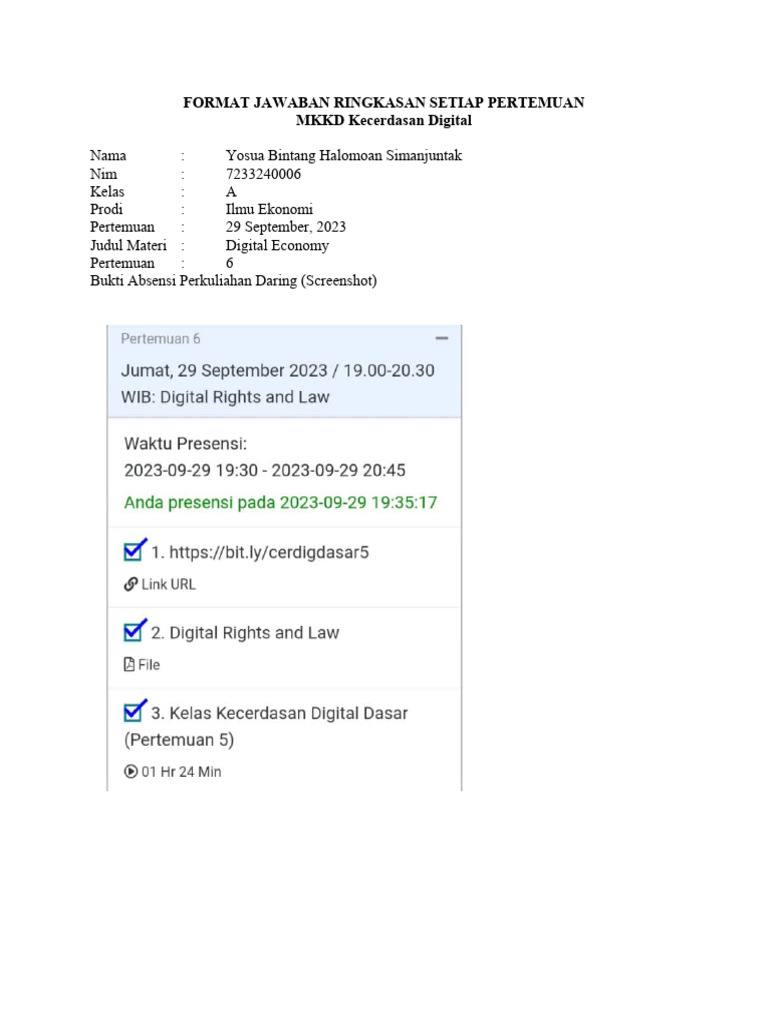 Format Jawaban Ringkasan Setiap Pertemuan 6 | PDF | Ilmu Sosial